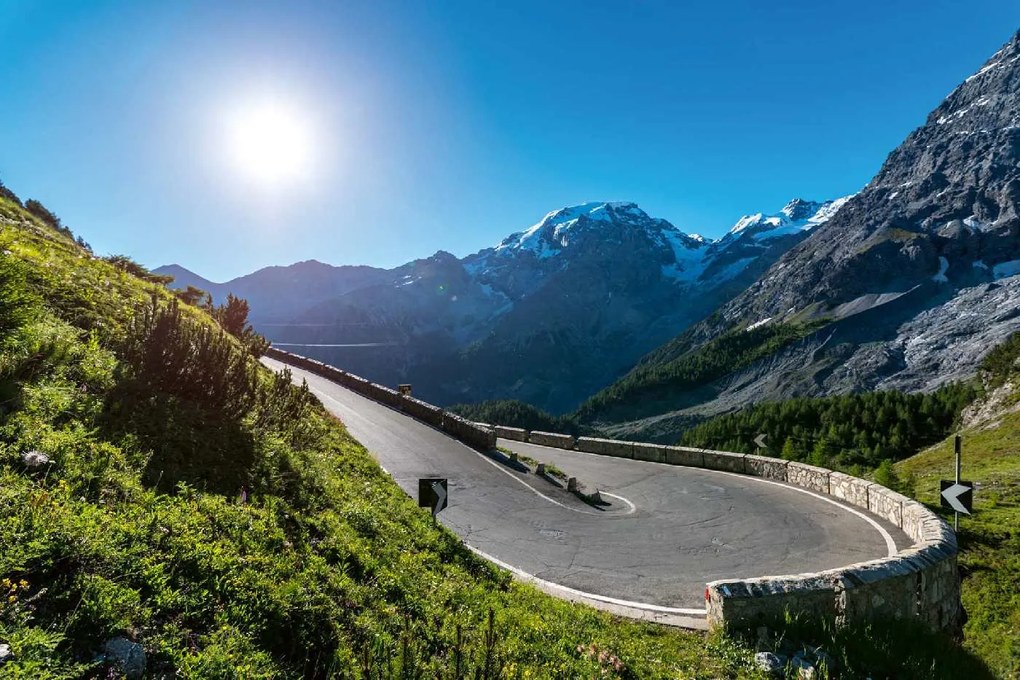 DIMEX | Vliesová fototapeta Passo Stelvio MS-5-2868 | 375 x 250 cm | zelená, modrá, šedá