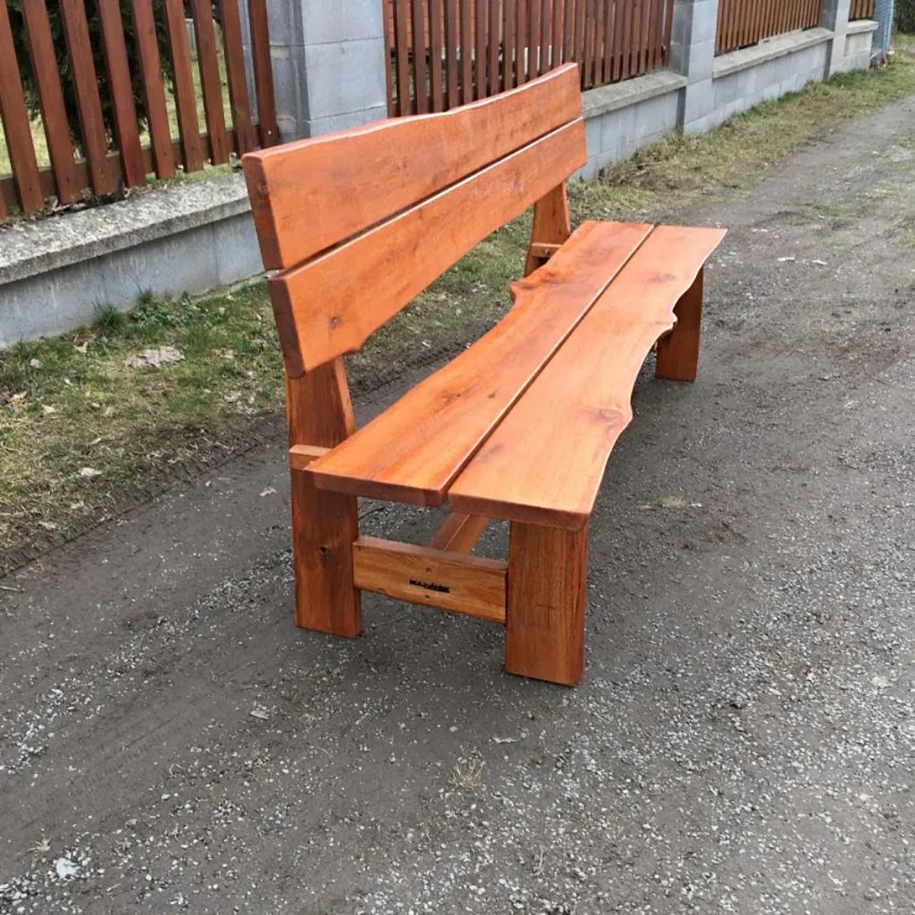 KULHÁNEK Zahradní lavice s opěradlem - rustikální Délka: 150 cm, Odstín nátěru: olej - bezbarvý