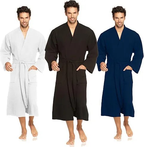 VOSSEN ROM Piqué – bavlněný unisex župan do sauny Modrá, XL