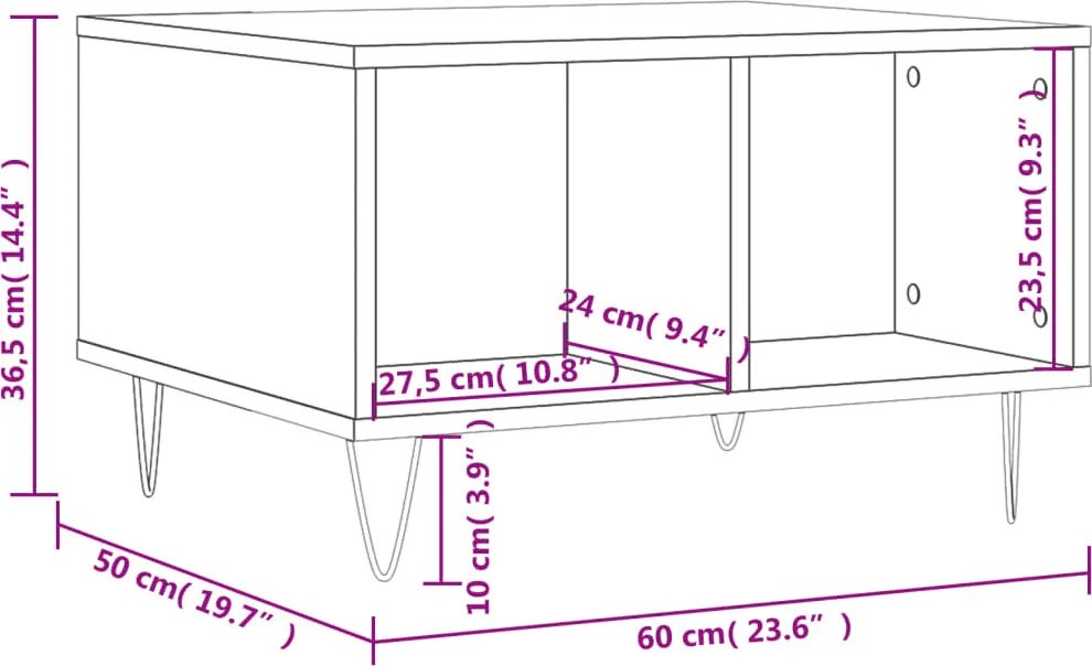 vidaXL Konferenční stolek 60x50x36,5 cm kompozitní dřevo [830547] Barva: šedá sonoma