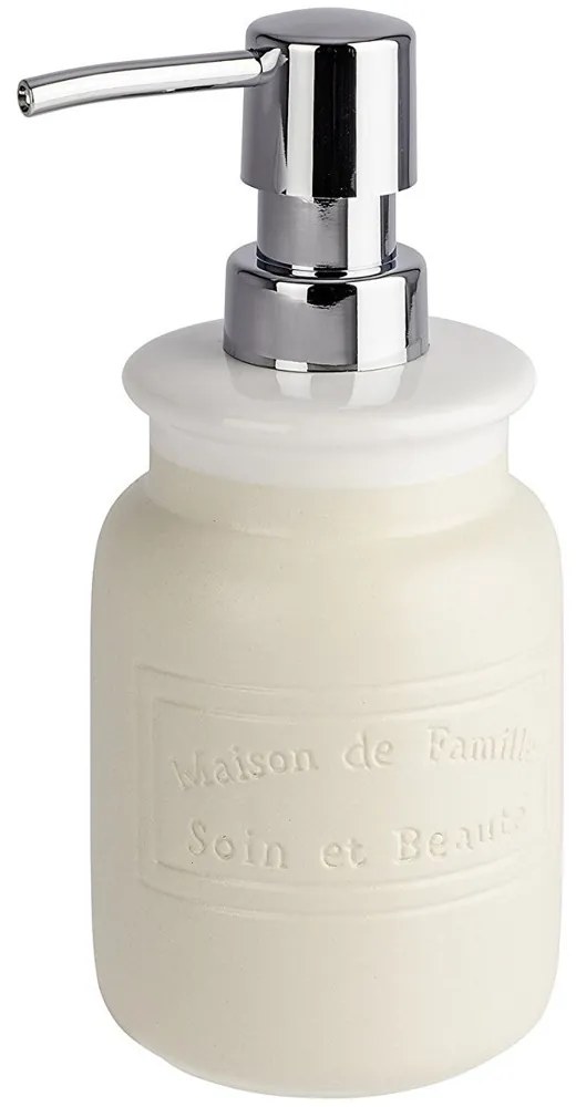 Béžový dávkovač na mýdlo z keramiky MAISON CREME, 420 ml, 18x8x9 cm, WENKO
