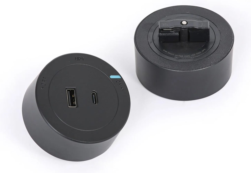 Zásuvka USB-A + USB-C pro zásuvkové lišty, černá