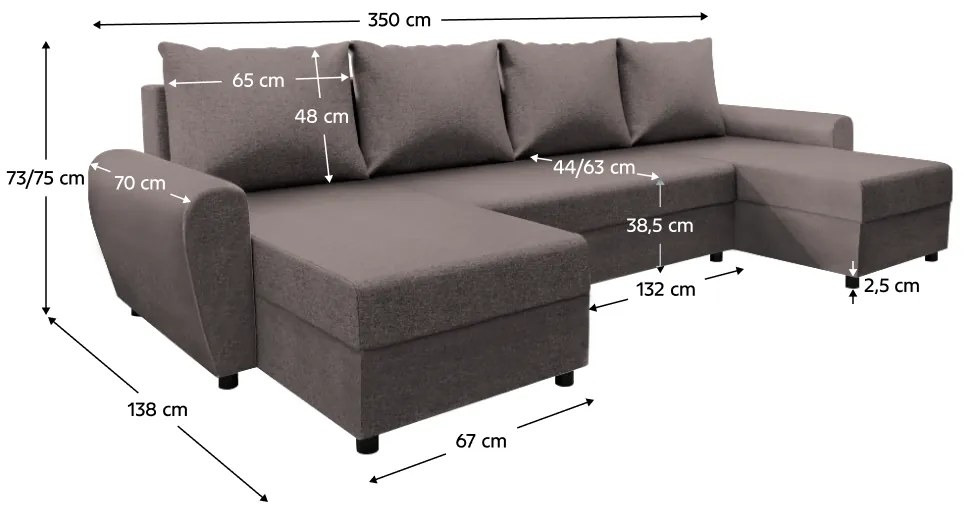 Kondela Univerzální sedací souprava, šedobéžová Taupe, DAKAR NEW U