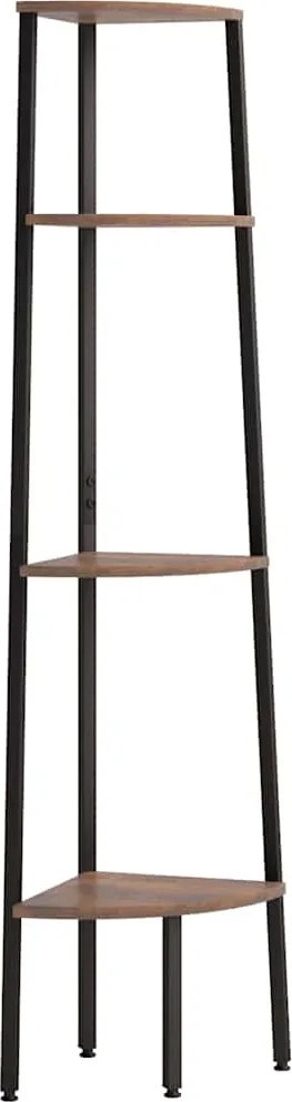 4patrová rohová police tmavě hnědá a černá 45,5 x 31,5 x 150 cm 336392