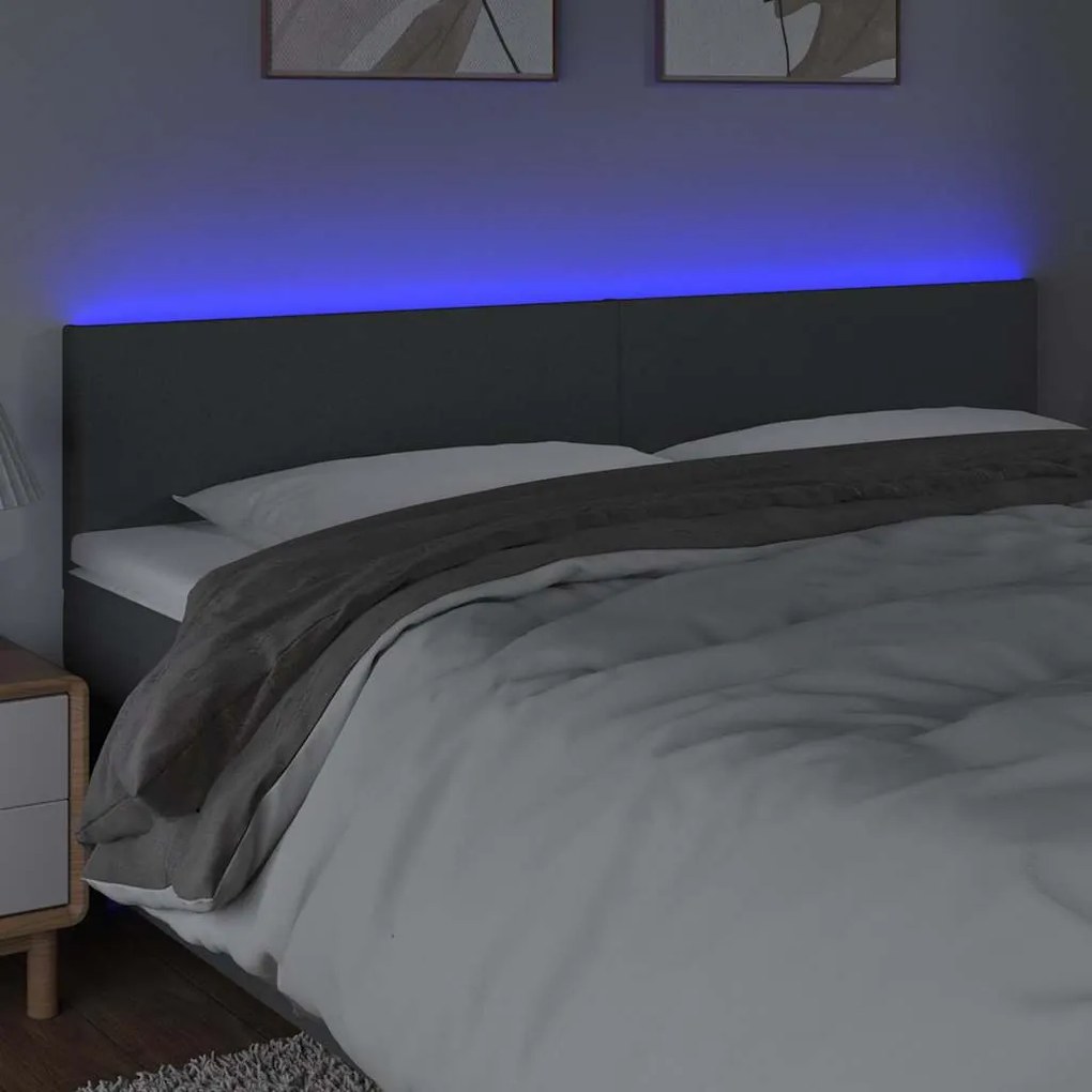 Čelo postele s LED tmavě šedé 160x5x78/88 cm textil 3121339