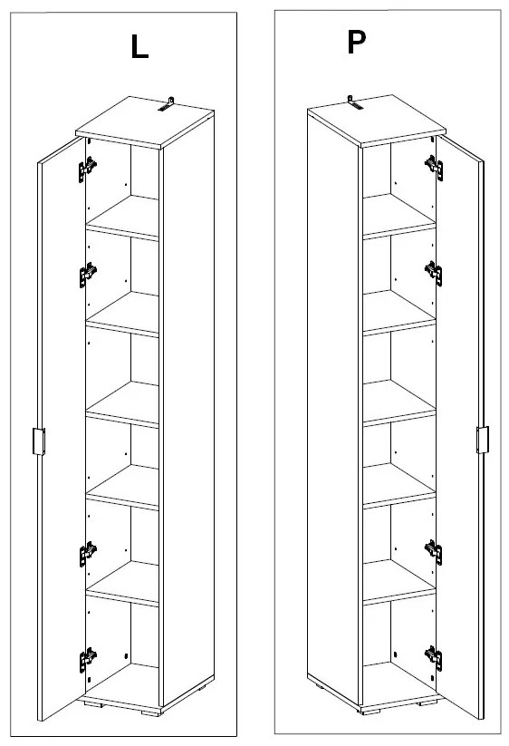 Úzká skříň se zrcadlem Prego, 30 cm, bílá