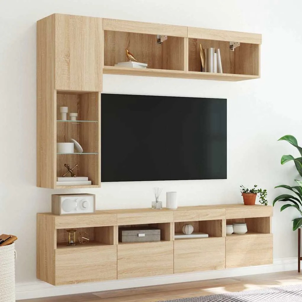 7dílná obývací stěna s LED osvětlením dub sonoma 3216759