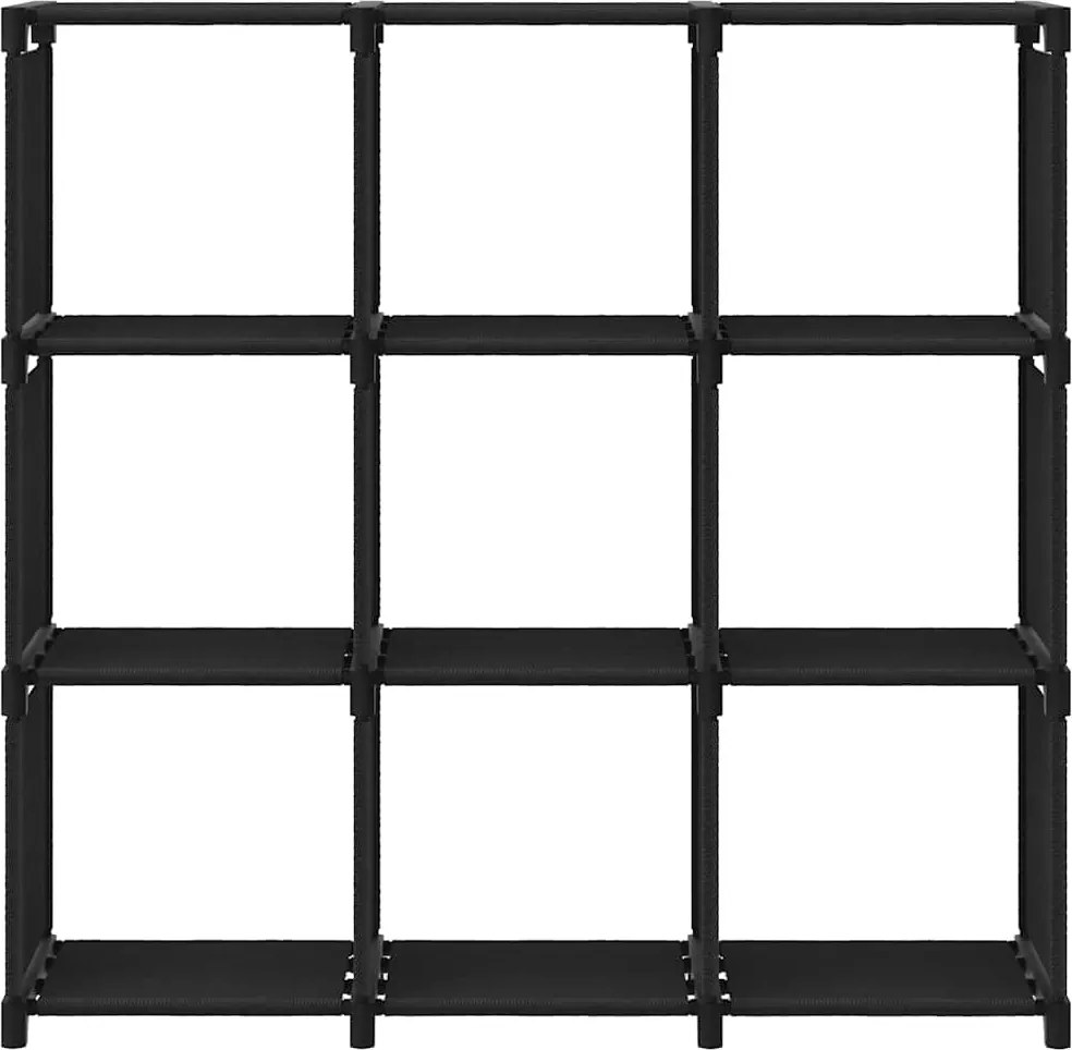 Výstavní police s 9 přihrádkami černá 103x30x107,5 cm textil 322610