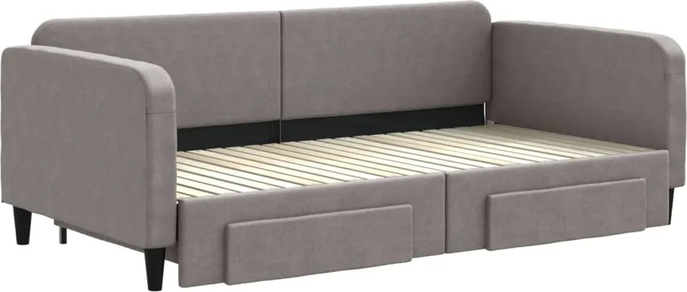 Válenda s přistýlkou a zásuvkami taupe 100 x 200 cm textil 3196860