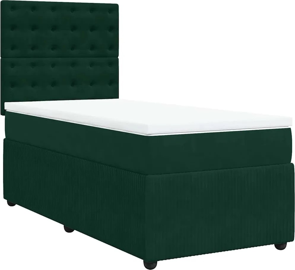Box spring postel s matrací tmavě zelená 80 x 200 cm samet 3292205