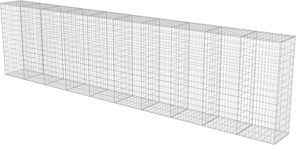 Gabionová zeď s víky z pozinkované oceli 600 x 50 x 150 cm 143582