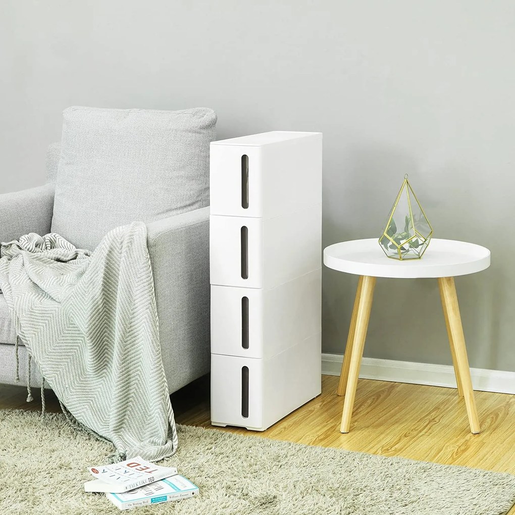 Plastový kuchyňský organizér se 4 zásuvkami 45x17x83 cm, bílý-hnědý