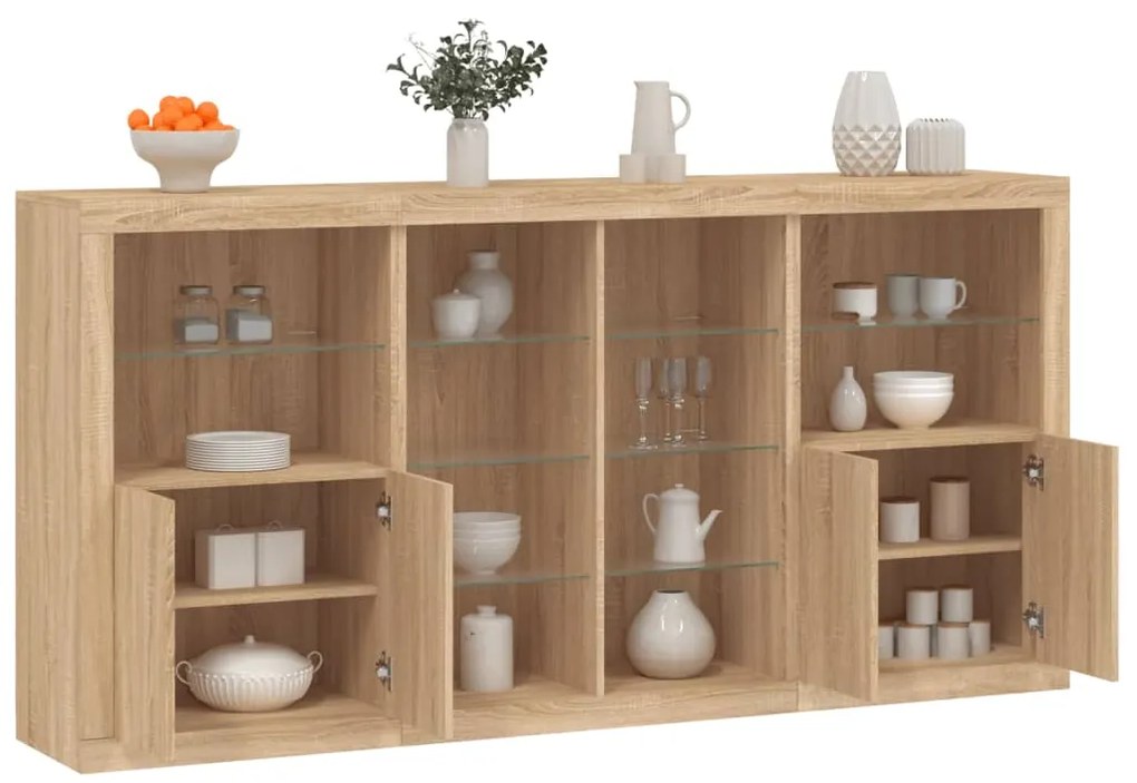 Příborník s LED osvětlením dub sonoma 202 x 37 x 100 cm 3209186