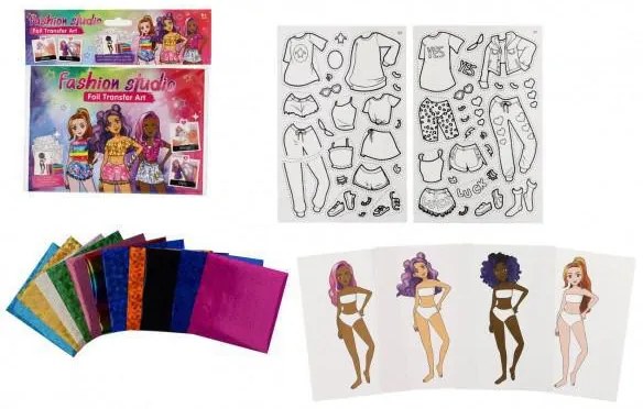 Teddies Kreativní sada kouzlení s fóliovými obrázky - módní návrhářka