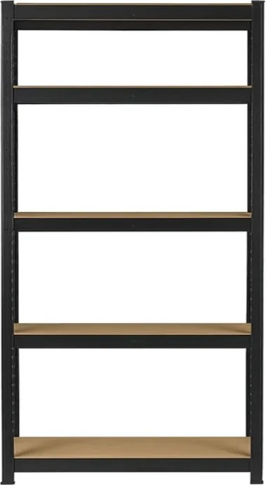 Regál 180x90x30 cm lakovaný 5-policový, nosnost 875 kg - černý - 2ks