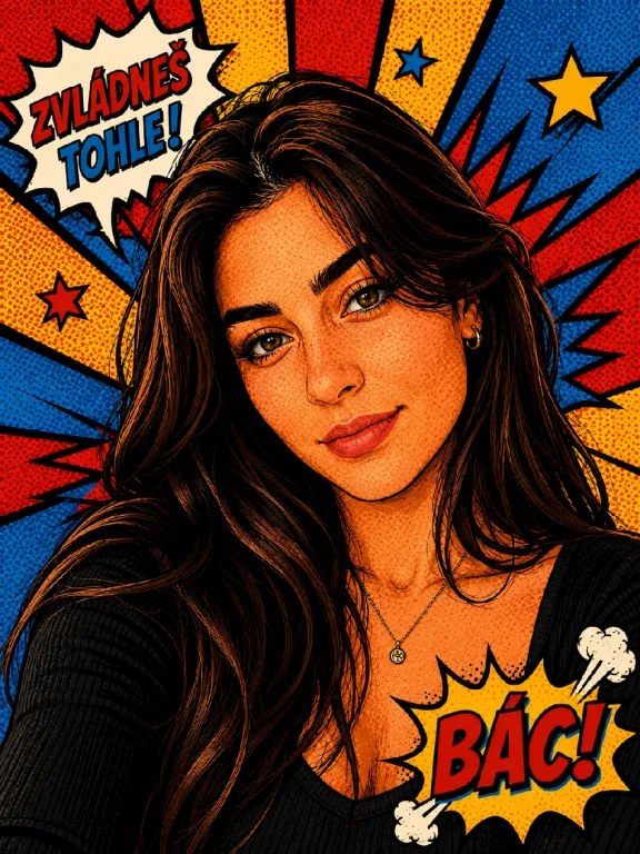 Foto obraz z vlastní fotky na plátno – Hravý komiksový Pop-Art styl