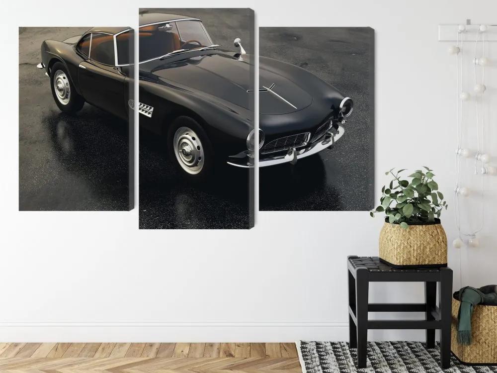 Vícedílný obraz Vintage Černé Sportovní Auto Nedostatek Nedostatek Přírodní plátno 180x120