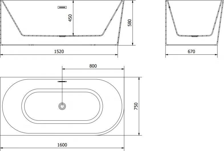 Mexen Mia, volně stojící rohová vana, lavá, 160 x 75 cm, bílá, broušený grafit přepad, 52691607500L-95
