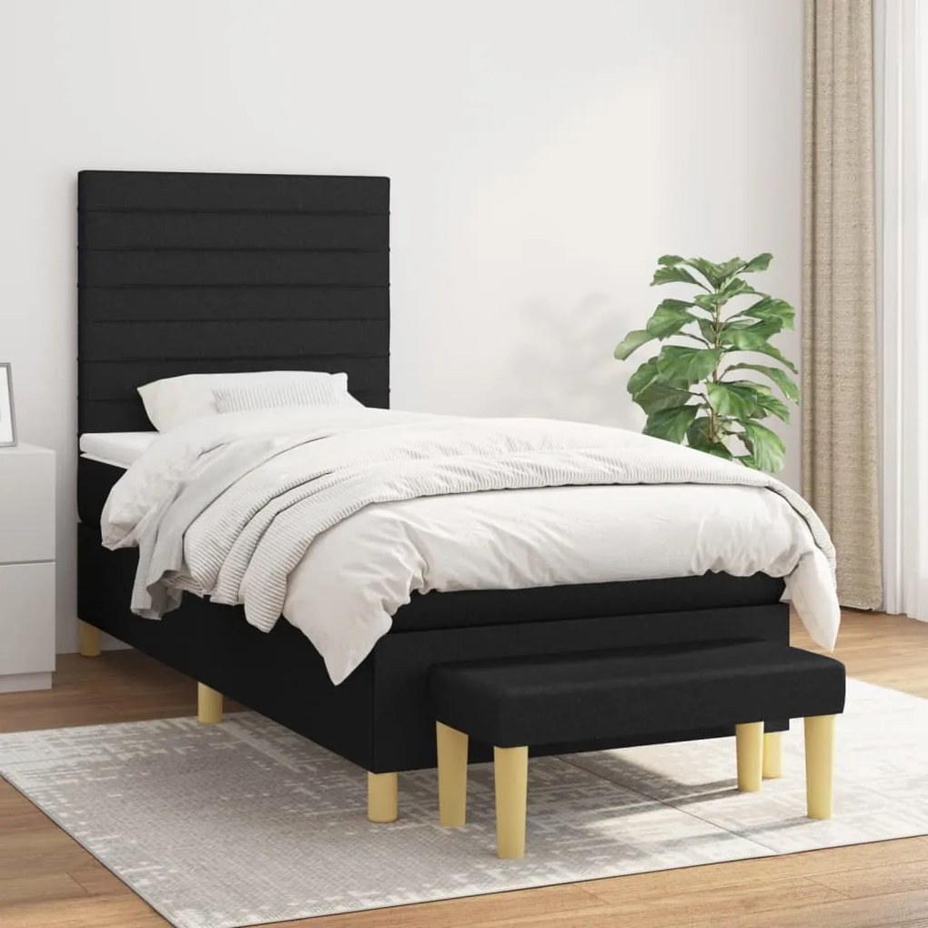 Box spring postel s matrací černá 80 x 200 cm textil 3137191