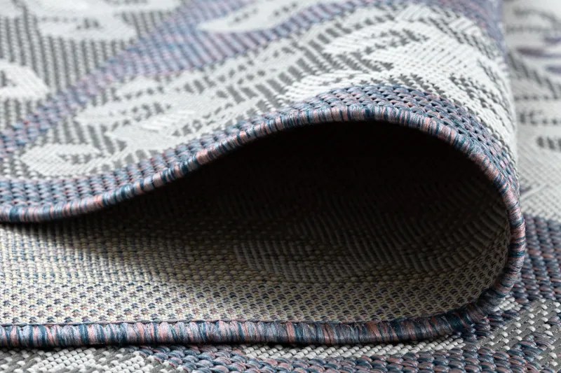Dywany Łuszczów, Kusový koberec Sion Sisal Aztec 3007 blue/pink/ecru – na ven i na doma, 140x190, modrá, chodba / předsíň