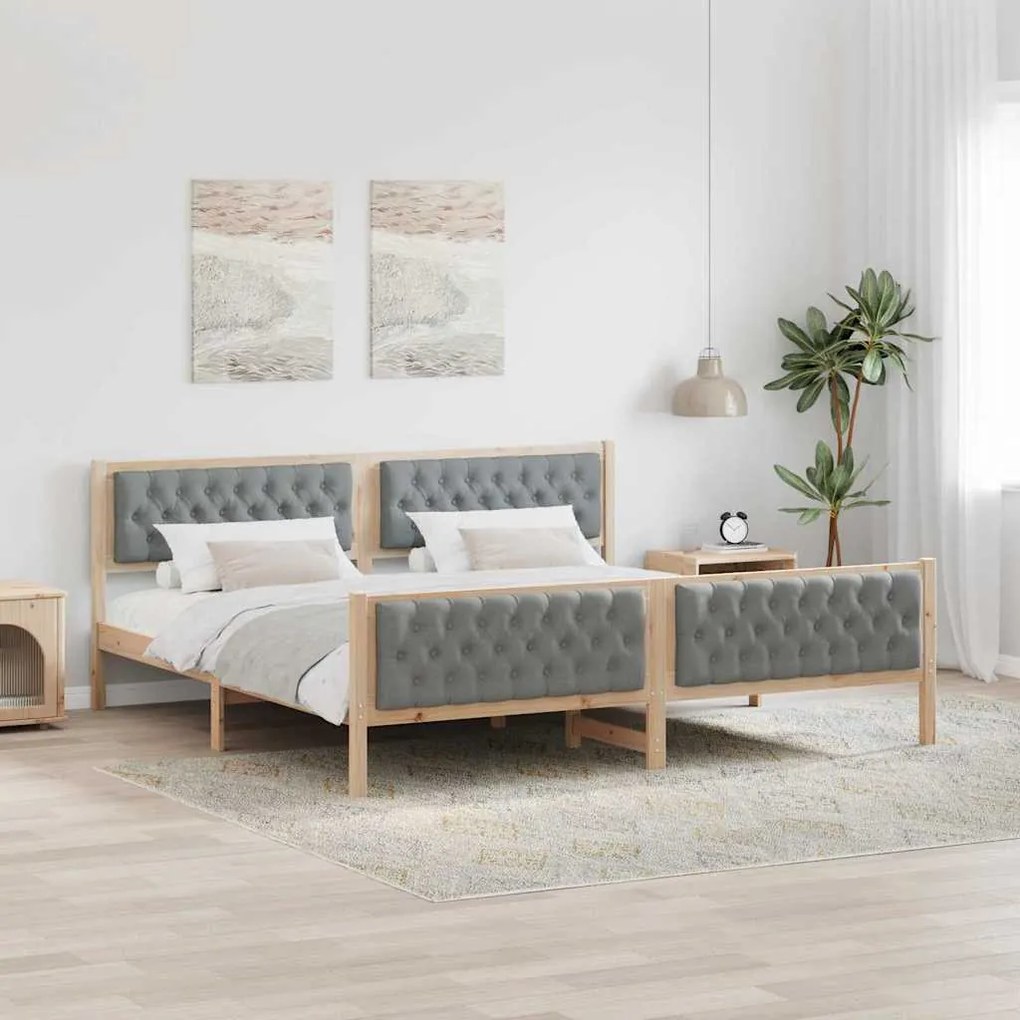 Rám postele Světle šedá 200 x 200 cm Masivní borové dřevo 3394268