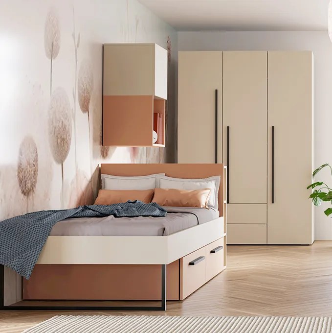 LORIN ka | šatní skříň 3 L s nástavcem 19 | 45 cm | výška 236 cm | s policemi a šatní tyčí | PUSH OPEN | kašmír