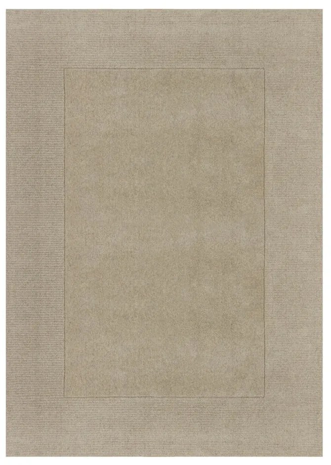 Béžový ručně tkaný vlněný koberec 240x340 cm Textured Wool Border – Flair Rugs