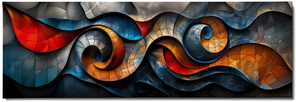 Obraz na plátně - Spirální vlny FeelHappy.cz Velikost obrazu: 60 x 20 cm