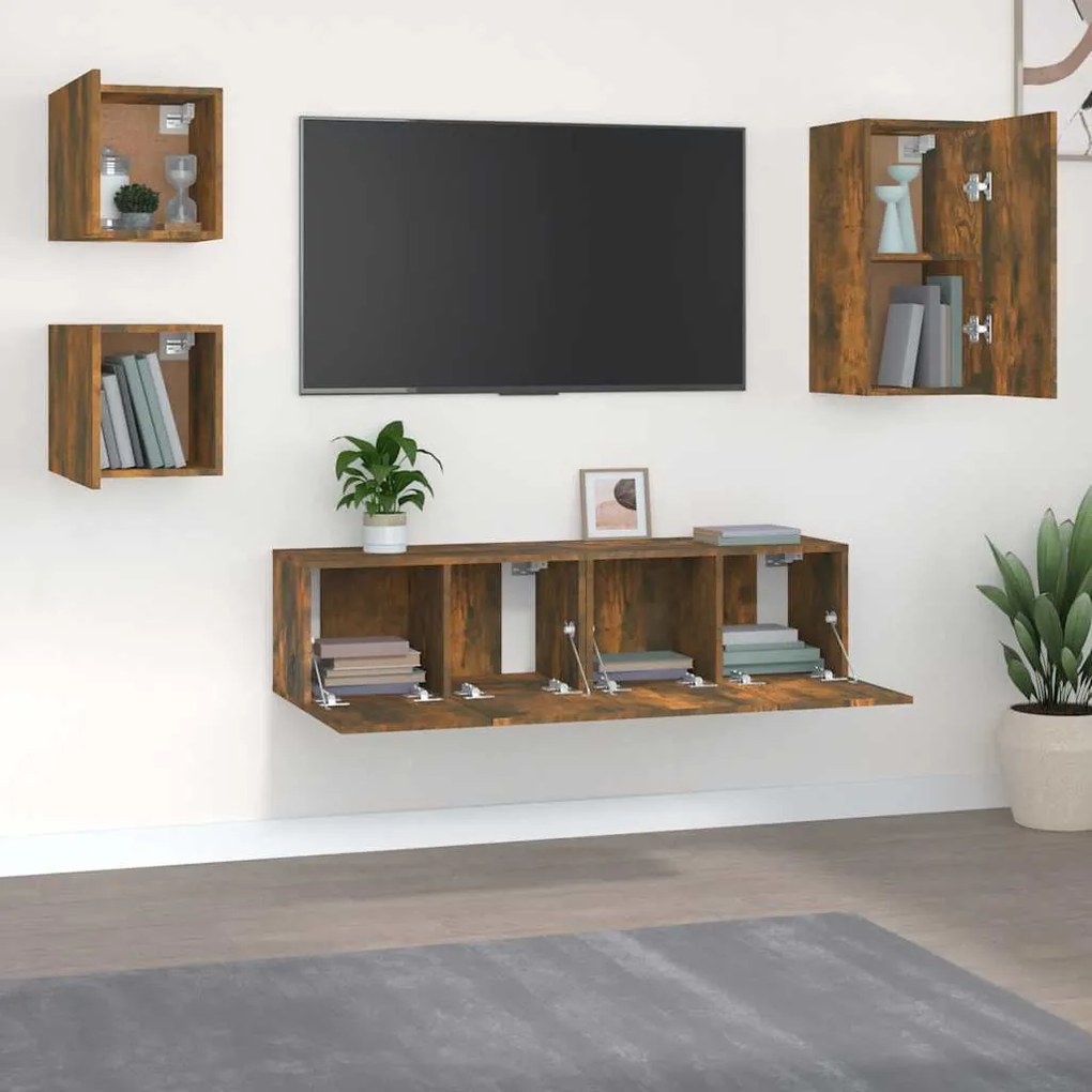 5dílný set TV skříněk kouřový dub kompozitní dřevo 3120275