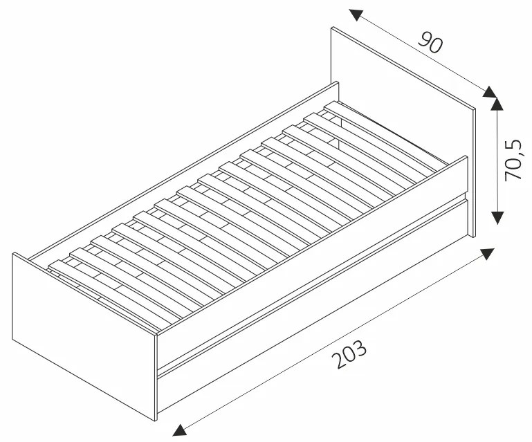 MAXIVA Postel - COSMO C08, 80x200 cm, dub sonoma