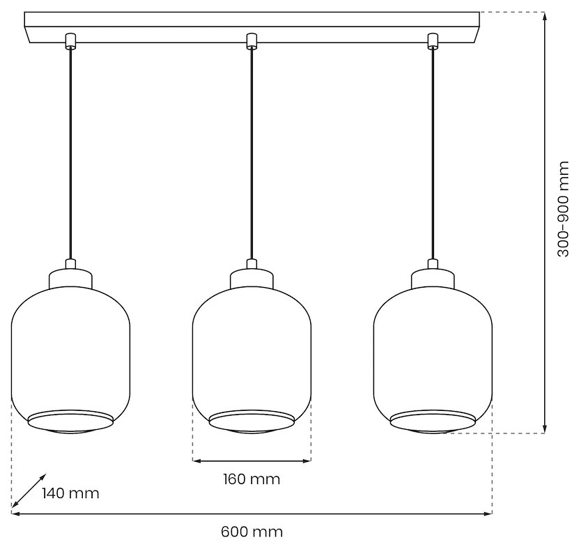 Závěsné svítidlo Sombra, 3x grafitové skleněné stínítko, b
