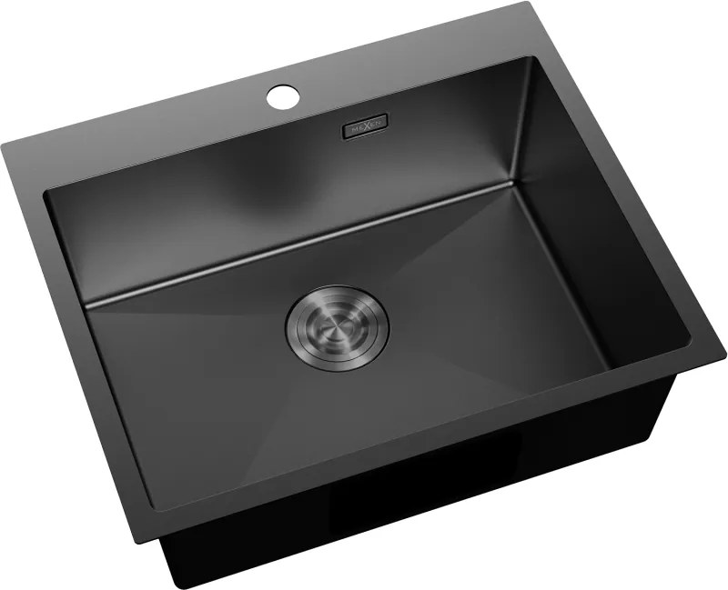 Mexen Solix, 1-komorový nerezový dřez 600 x 500 mm, černá, 6408601000-70