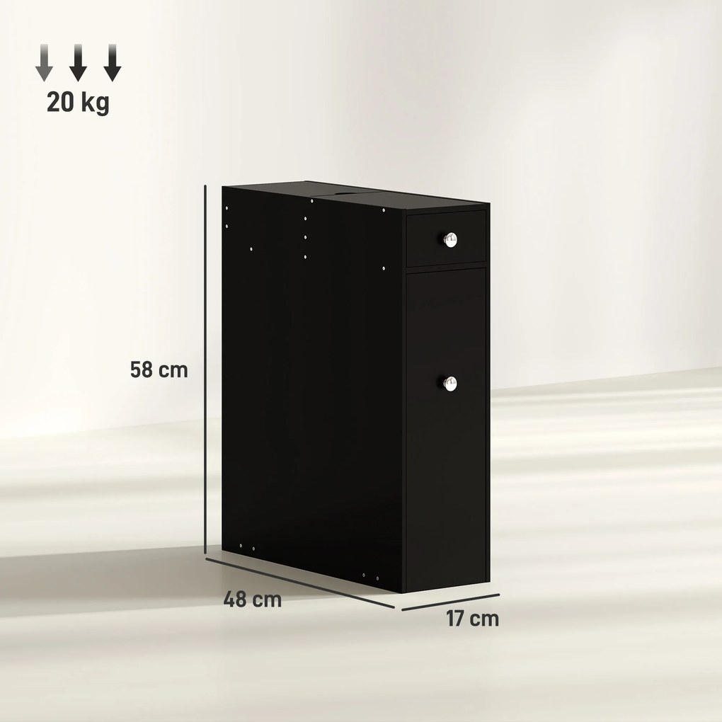 HOMCOM WC nábytek s úložným prostorem na toaletní papír - organizér se 2 šuplíky z MDF - 17 x 48 x 58 cm