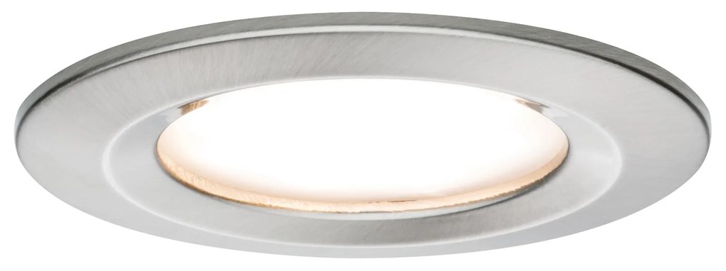 Paulmann 93457 LED Coin Nova round, kulatá bodovka v úpravě broušená ocel, 1x6,5W LED 2700K, prům.7,8cm, IP44
