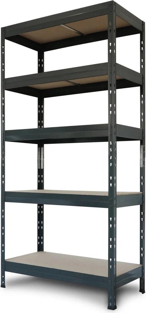 AR Shelving Kovový regál RIVET antracitový, 5 polic, 175 kg, 180 x 90 x 40 cm