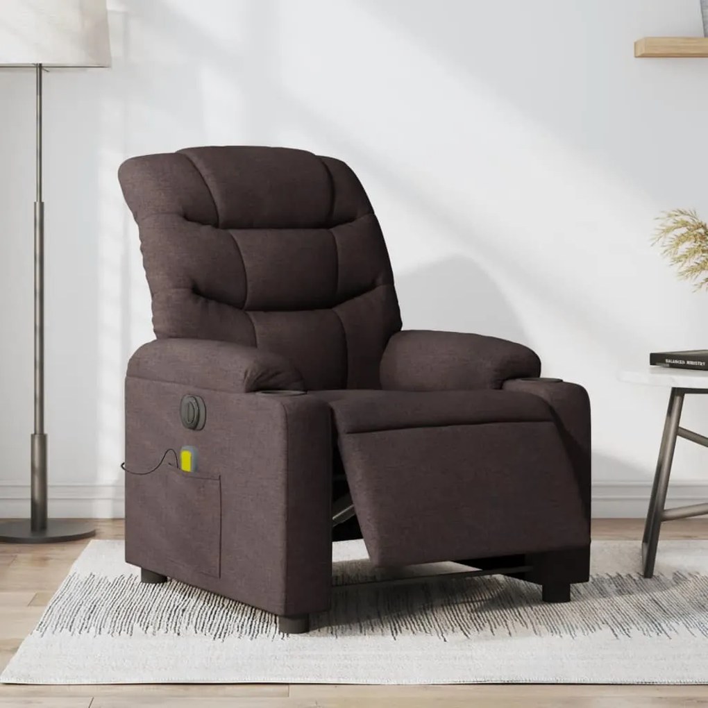 Elektrické masážní polohovací křeslo tmavě hnědé textil 3206641