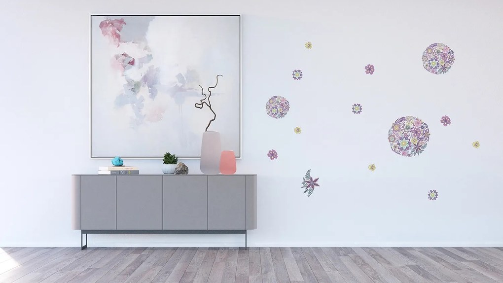 Samolepka na zeď Květinové Koule | 65 x 85 cm | DF1052