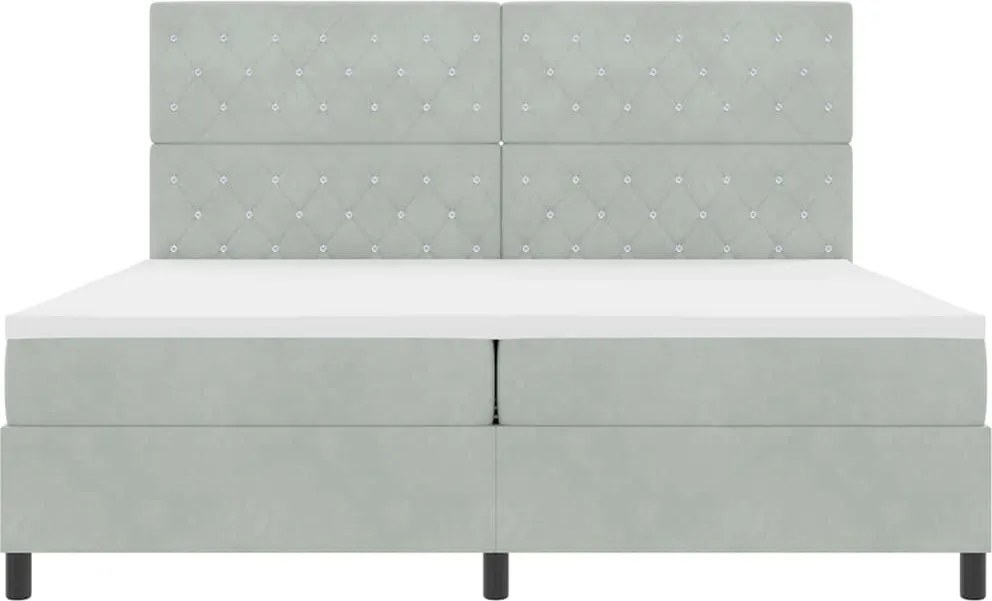 Postel s boxspringem s matrací Světle šedá 200 x 200 cm samet 3339788