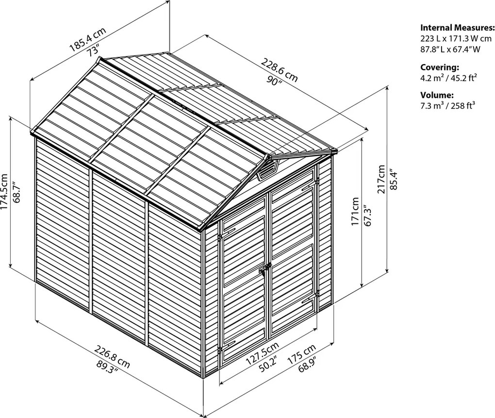 Zahradní domek Skylight 6x8 hnědý