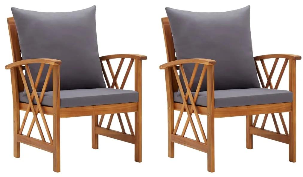 310268 vidaXL Zahradní židle s poduškami 2 ks masivní akáciové dřevo