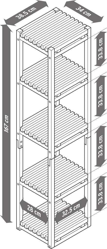 Tchibo - Úzký regál - barva: hnědá