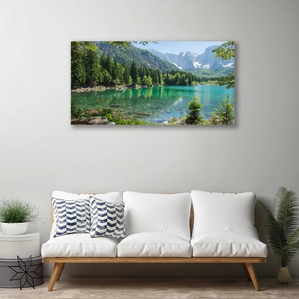 Obraz na plátně Hory Jezero Les Příroda 125x50 cm