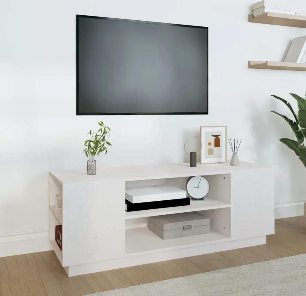 vidaXL TV skříňka 110 x 35 x 40,5 cm masivní borové dřevo [814413] Barva: Bílá