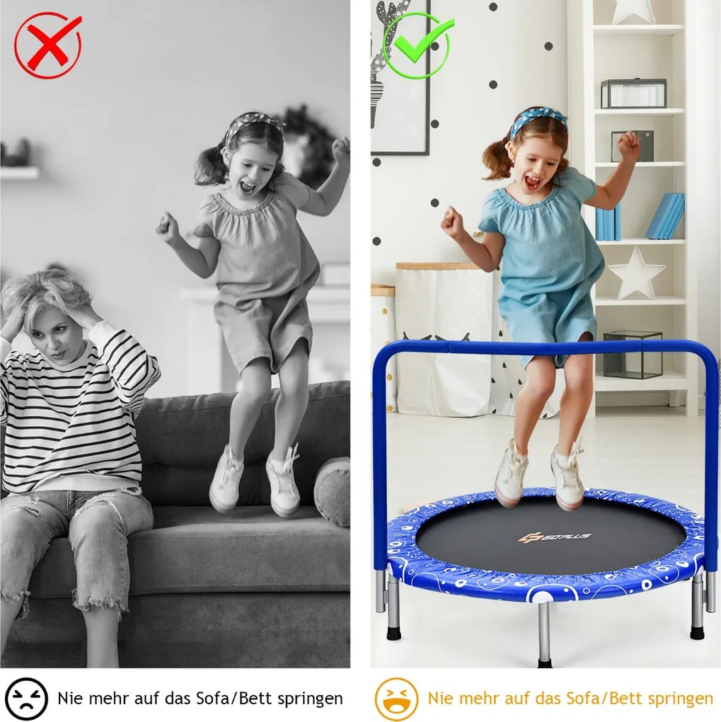 Costway Dětská trampolína mini trampolína skládací trampolína pro batolata modrá
