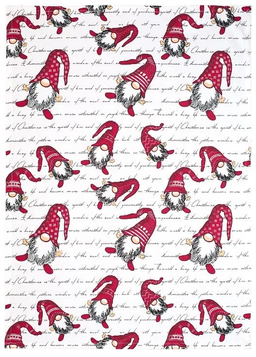 SCANquilt utěrka DEKORO elfi bíločervená 50 x 70 cm