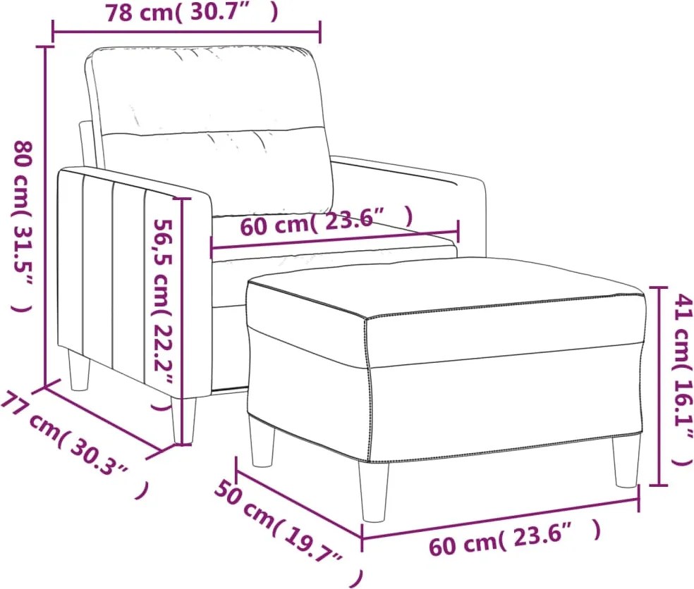 Křeslo s podnožkou krémové 60 cm textil 3201067