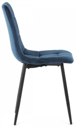 Jídelní židle modrá sametová látka, kovové nohy černé CT-281 BLUE4