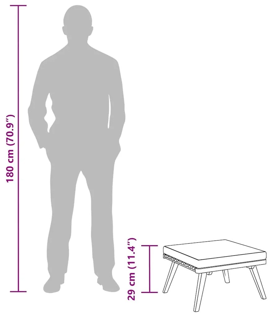 vidaXL Marketos Zahradní podnožka s poduškou 60 x 60 x 29 cm masivní akácie