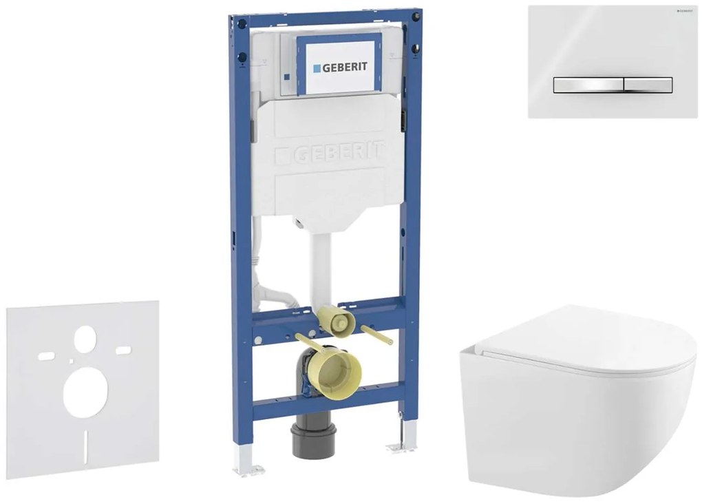 Geberit Duofix - Set předstěnové instalace, kompaktního klozetu Gaia a sedátka softclose, tlačítko Sigma50, chrom/alpská bílá SANI11CA3148B
