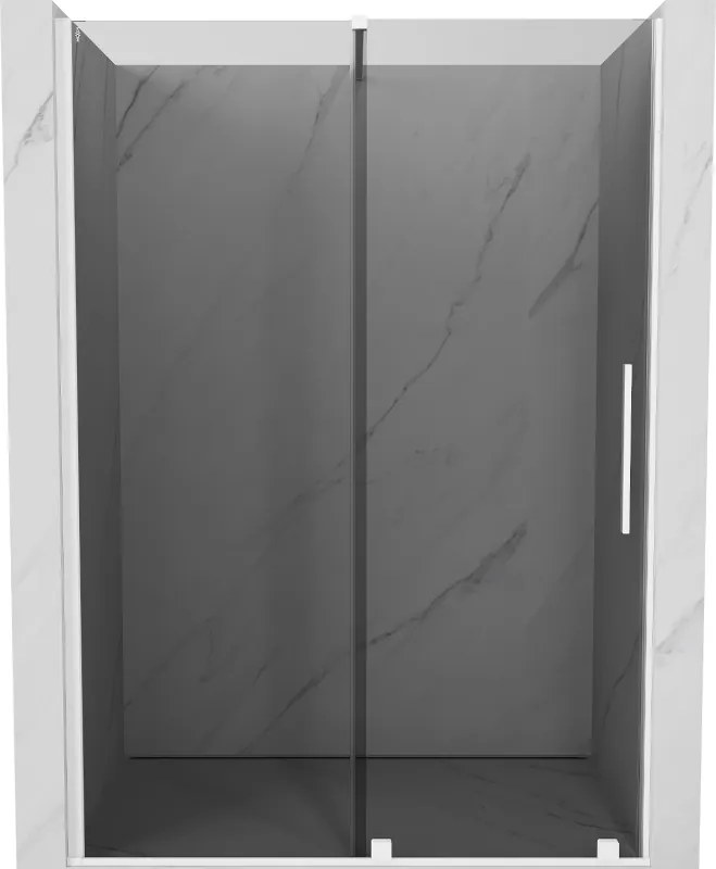 Mexen Velar, posuvné sprchové dveře do otvoru 160 cm, 8mm šedé sklo, bílá matná, 871-160-000-41-20